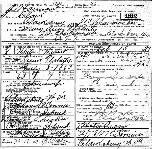 Francis "Frank" Flaherty - Mary Ann O'Connor