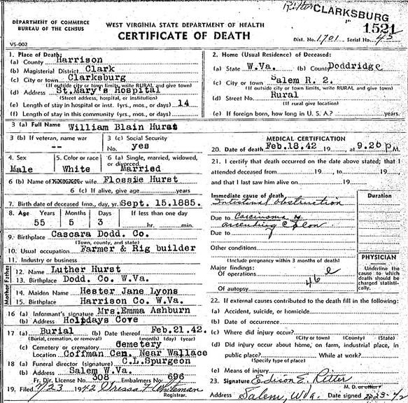 William Blaine Hurst - Flossie Pearl Digman