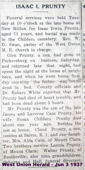 Isaac Irvin Prunty - Susan Carolin Childers