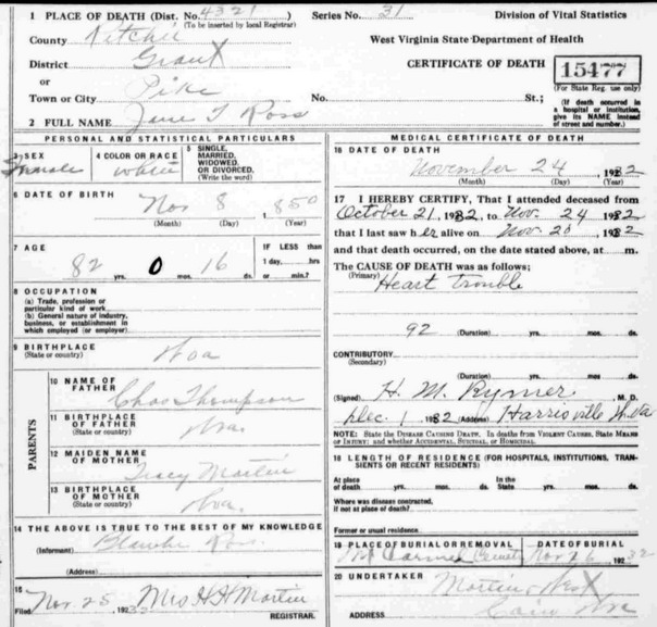 Jehu Oswald Ross - Tabitha Jane Thompson