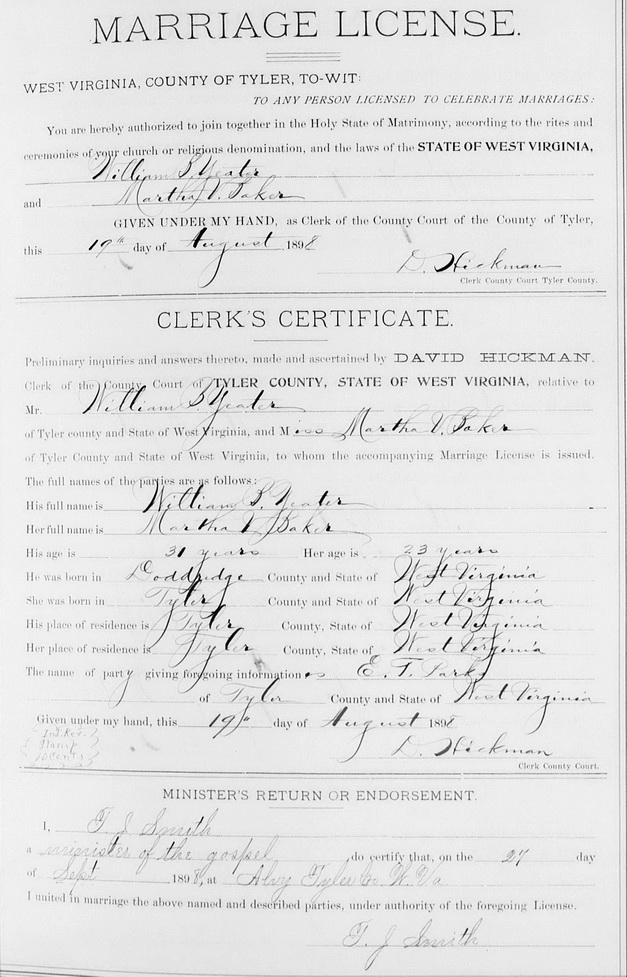 William Benton Yeater - Martha Victoria Baker