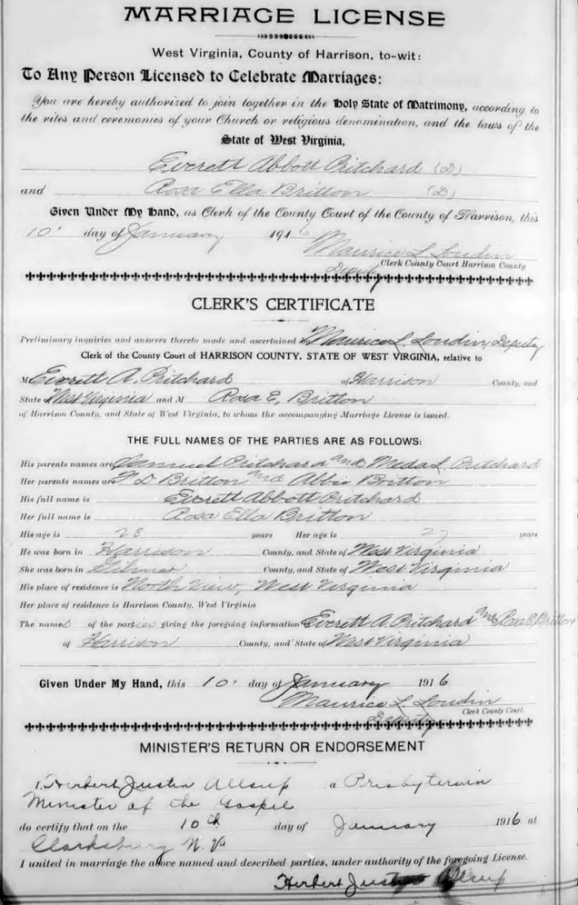 Everett Abbott Pritchard - Sarah Rosella Britton